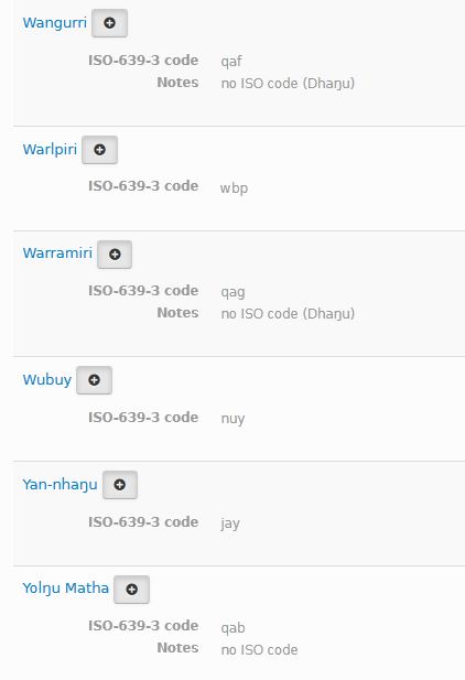 Language codes in ISO 639-3 - Living Archive of Aboriginal Languages