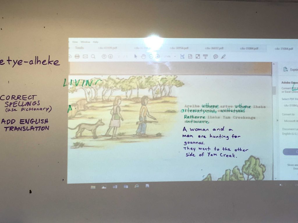 Arrernte students working on texts - Living Archive of Aboriginal Languages